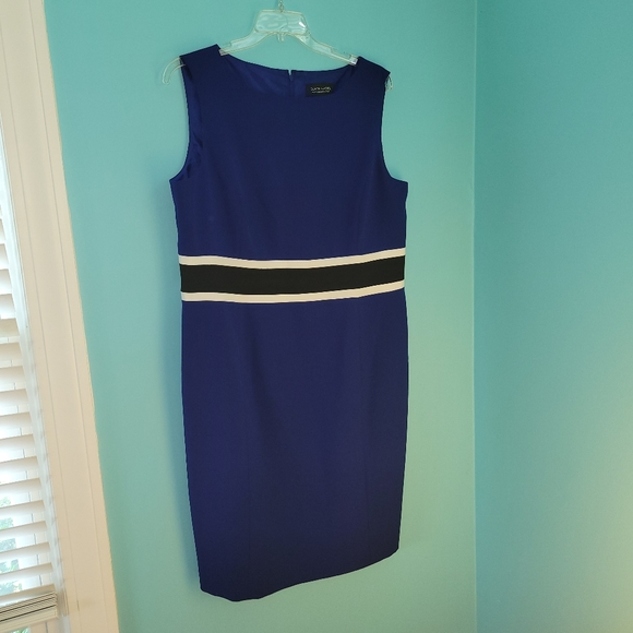 Evan Picone | Dresses | Evan Picone Blue Black Sheath Dress Sz 8 | Poshmark